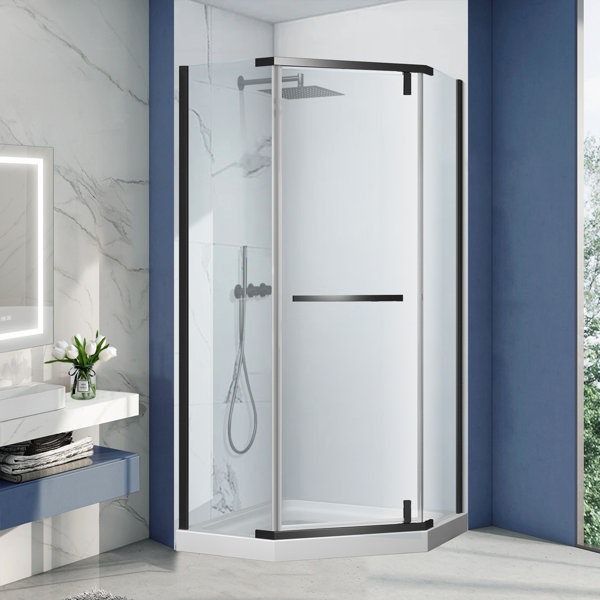 LONNI-STYLE 36 in. W x 72 in. H Neo Angle Pivot Semi Frameless Corner Shower Enclosure | Wayfair